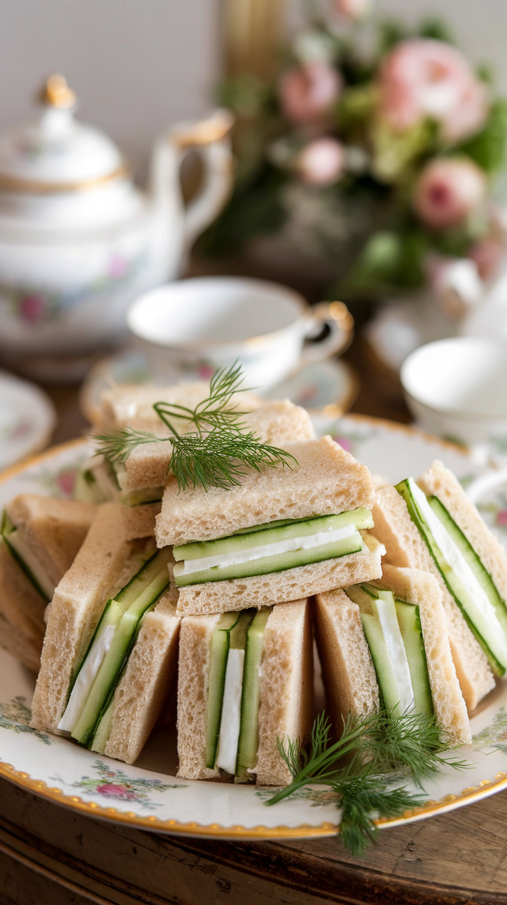 Cucumber and Cream Cheese Tea Sandwiches: A Classic Tea Party Recipe ...